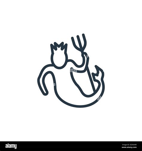 Merman Outline Vector Icon Thin Line Black Merman Icon Flat Vector