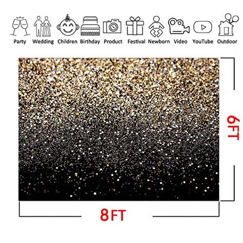 Cylyh 8x6ft Black And Gold Backdrop Glitter Backdrop Golden Spots