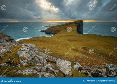 The Landscape Around Neist Point Lighthouse Isle Of Skye Scotland