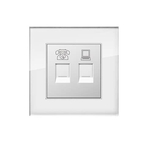 Uk Standard Glass Panel Electric Wall Socket Rj45 Data Socket Rj11 Telephone Socket Power
