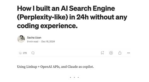 A Fully Functional Ai Search Engine Perplexity Like In Less Than 24h With 0 Lines Of Code