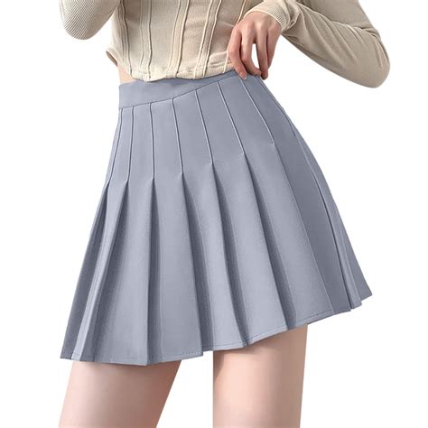 Zhishanbh Skorts For Woman Womens Girls Solid Pleated Skirt Basic Skirt