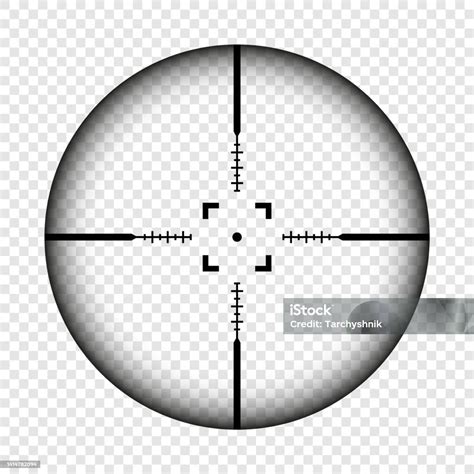 무기 시력 저격 소총 광학 범위 십자선이있는 사냥 총 뷰파인더 조준 촬영 마크 기호 군사 대상 표지판 실루엣 게임 인터페이스 Ui 요소입니다 벡터 일러스트 레이 션 감시에