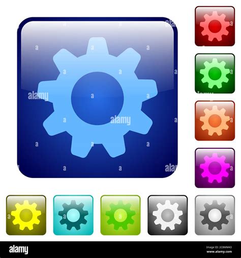 Set Of Settings Color Glass Rounded Square Buttons Stock Vector Image