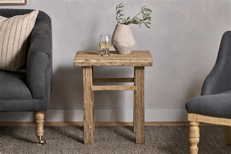 Nkuku Ibo Reclaimed Wood Side Table Natural Olive And Olive Interiors