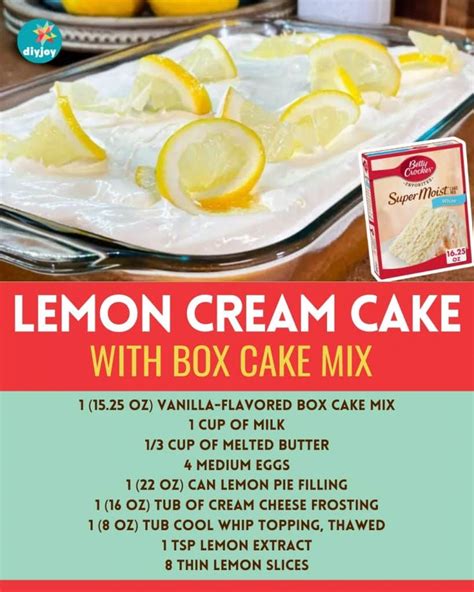 Lemon Cream Cake With Box Cake Mix Recipe Diy Joy