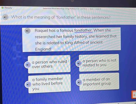 Solved I Ready Determine Word Meanings Using Prefixes Il Ir And Fore Quiz Level D What