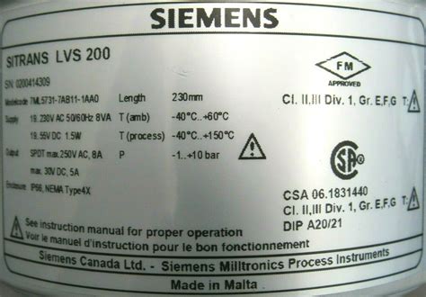 New Siemens Ml Ab Aa Level Switch Sitrans Lvs