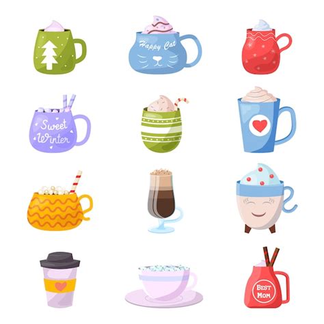 만화 컵 키즈 컵 뜨거운 커피 또는 차 Cupful 아침 식사와 고양이 찻잔에 크리스마스 Mugful 아침 음료의
