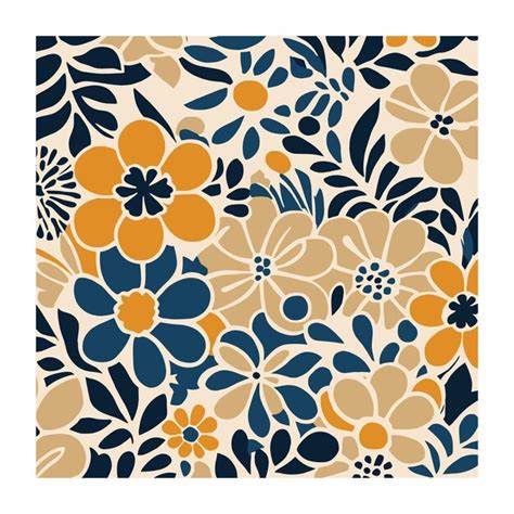 Premium Vector Retro Botanical 60s Pattern