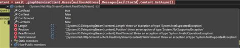 when getting mime content of outlook message using graph sdk in the