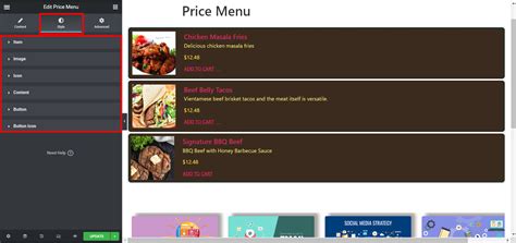Price Menu Wpmet