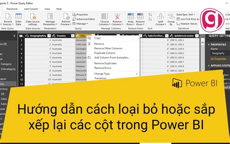 hướng dẫn cách loại bỏ hoặc sắp xếp lại các cột trong power bi