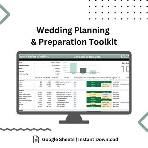 Simple Wedding Planning Spreadsheets Etsy