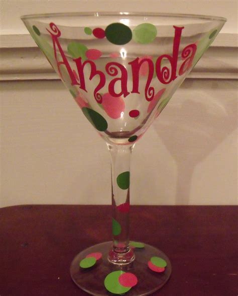 Items Similar To Personalized Polka Dot Martini Glass On Etsy