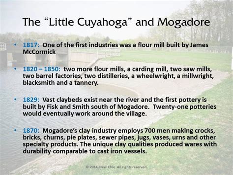 Brian Ebie Mogadore Reservoir History Presented By Brian Ebie