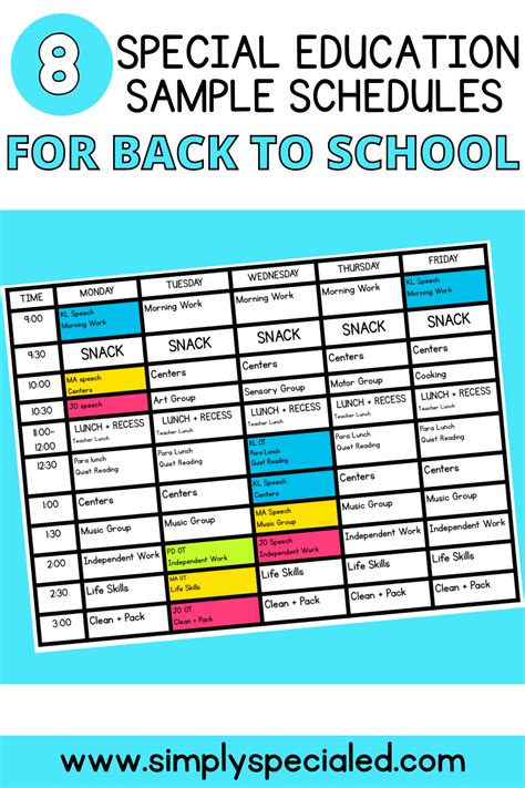 8 Special Education Sample Schedules Artofit