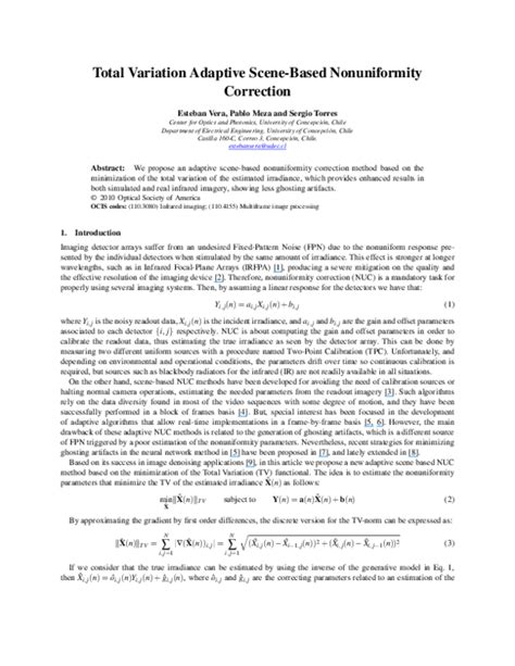 Pdf Total Variation Adaptive Scene Based Nonuniformity Correction