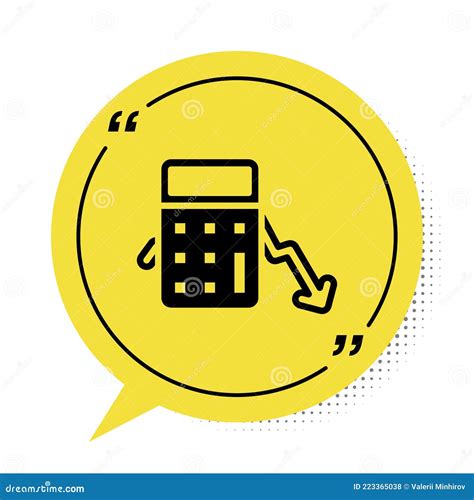 Black Calculation Of Expenses Icon Isolated On White Background Yellow Speech Bubble Symbol