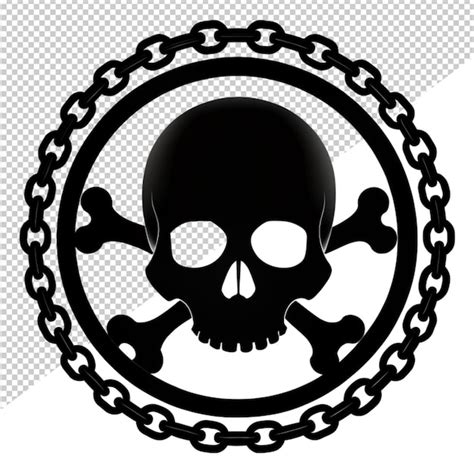Premium Psd Black Silhouette Of Skull With Bones Surrounded By Circle