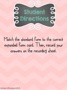 Expand Your Thinking An Expanded Form Matching Game TPT