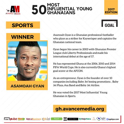 Avance Media Asamoah Gyan Voted 2017 Most Influential Young Ghanaian