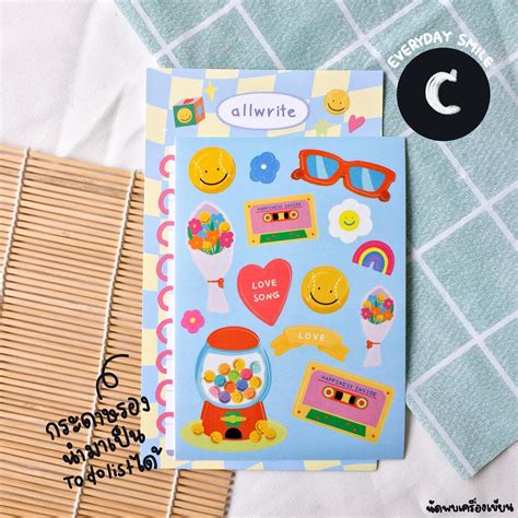 สติ๊กเกอร์ Everyday Smile ขนาด A6 จำนวน 1 แผ่น นัดพบเครื่องเขียน
