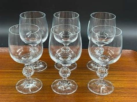 Vintage Bohemia Crystal Wine Glasses 575 Inches Height Ball Etsy