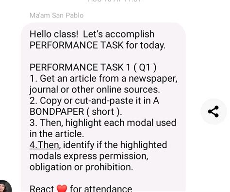 Maam San Pablo Hello Class Lets Accomplish Studyx