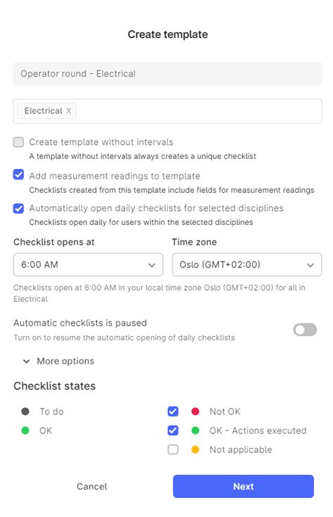checklists for routine rounds cognite documentation