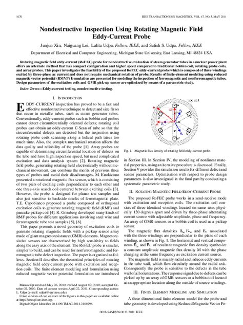 pdf nondestructive inspection using rotating magnetic field eddy