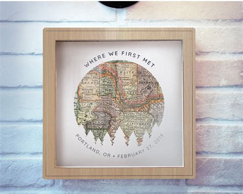 Personalized Map Any Location Frame Collectible Print Minimal Cutout
