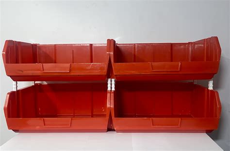 Tools Plastic Bin Box Storage System Large Containers Stackable Set Of