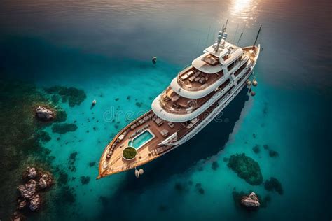 Cruise Liner At Sea Top View Neural Network AI Generated Stock