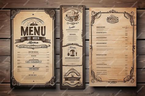 Premium Photo Vintage Restaurant Menu Design And Wood Texture Background