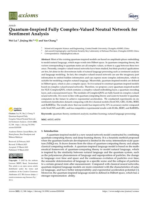 quantum inspired fully complex valued neutral netw pdf quantum