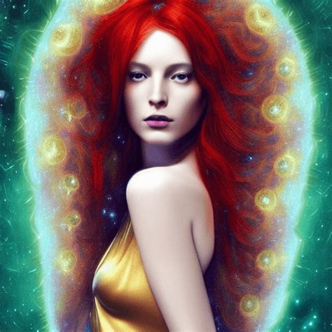 Stunning Pale Skinned Scifi Woman With Long Curly Red Hair · Creative