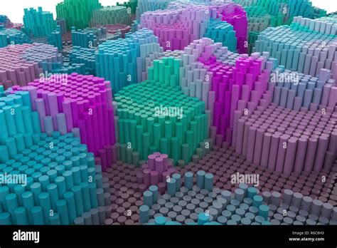 Colorful 3d Rendering Geometric Structure Block Illustrations Of Shape Composition For