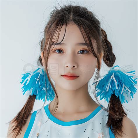 白色数字艺术 一张白色背景上的中国女啦啦队长的半长照图片 AI人像免费下载 png格式 像素 编号 千图网