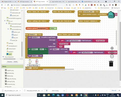 get error 1109 specified url is not valid mit app inventor help