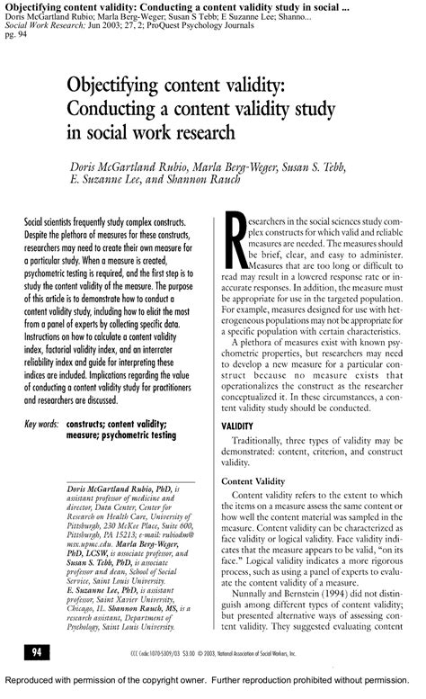 Content Validity Psychology