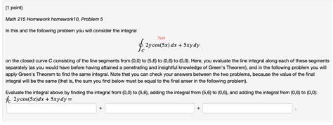 solved 1 point math 215 homework homework10 problem 5 in