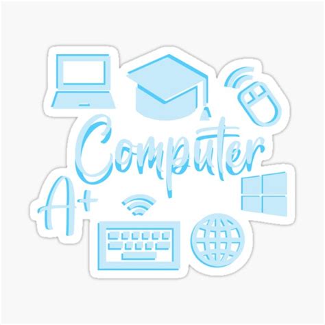 Light Blue Computer School Subject Sticker For Sale By Redhotwears Redbubble