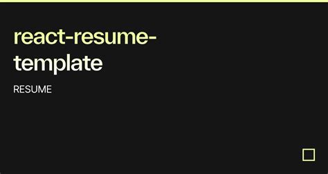 React Resume Template Codesandbox