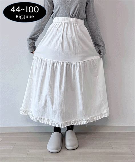 [~100 4xl 빅사이즈 프릴 롱스커트]밴딩 러블리🧡데일리 봄 가을 신상 꾸안꾸 코디 여리핏 페미닌 스커트 프릴 치마 데이트룩 벚꽃 롱스커트[623] 에이블리