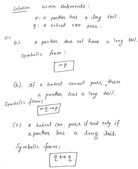 Solved Match Each Statement To Its Symbolic Form P A Panther Has A Long Course Hero