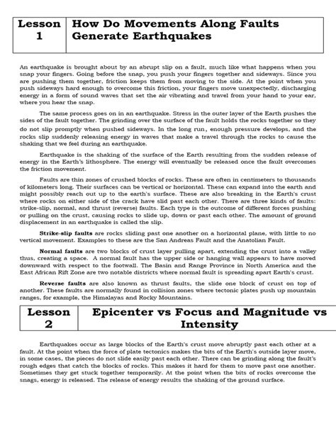 Earthquake Notes 2 Pdf Earthquakes Fault Geology