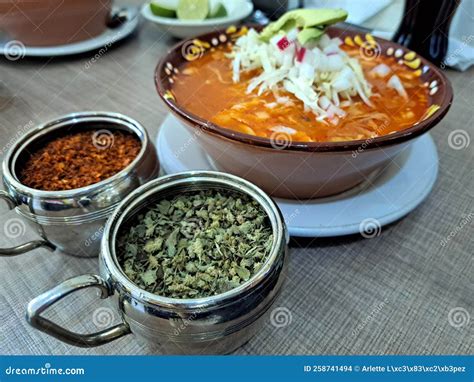 Pozole Is A Traditional Soup Or Stew From Mexican Cuisine With Hominy