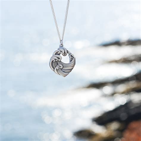 Wave Necklace Ocean Themed Jewelry Small Wave Pendant Etsy