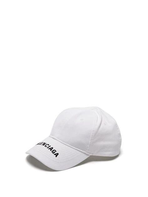 Balenciaga Logo Embroidered Cotton Cap In White Modesens Balenciaga